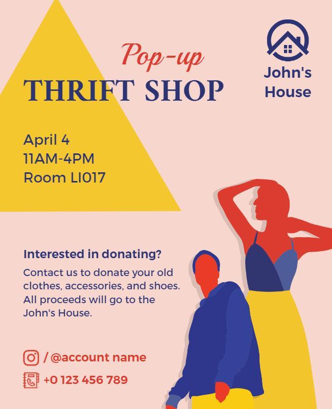Vibrant Pop-Up Thrift Shop Event Poster Template