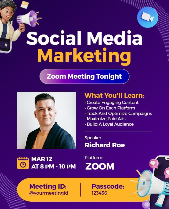Vibrant Purple Digital Social Media Workshop Flyer Template