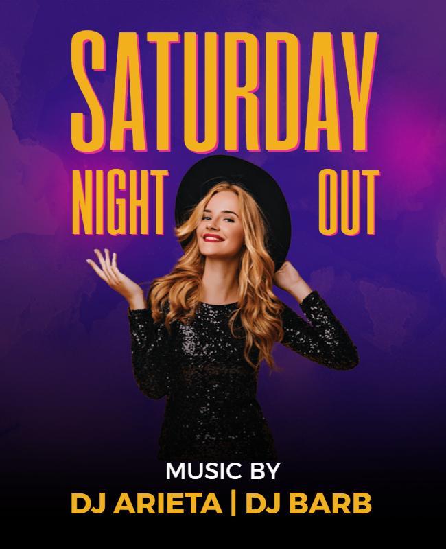 Vibrant Purple Glamorous Saturday Night Out Poster Template