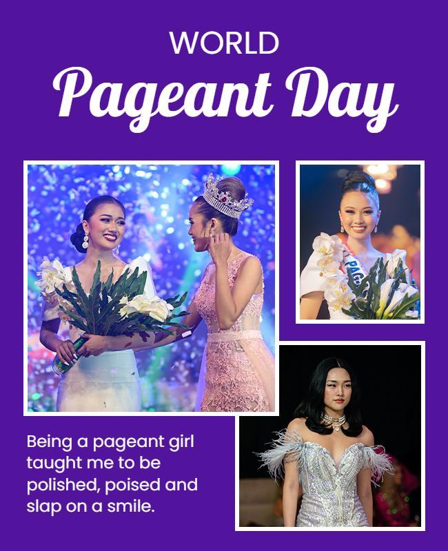 Vibrant Purple World Pageant Day Celebration Poster Template