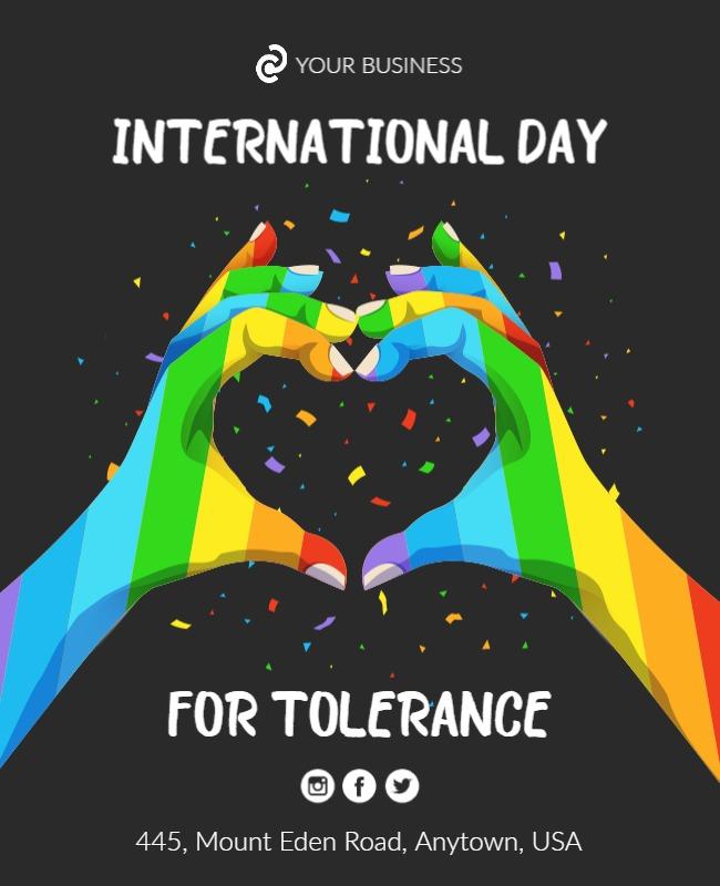 Vibrant Rainbow Heart for International Day of Tolerance Poster Template