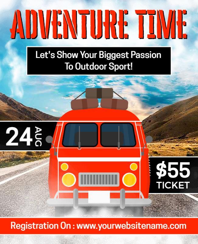 Vibrant Red Adventure Outdoor Sports Event Poster Template