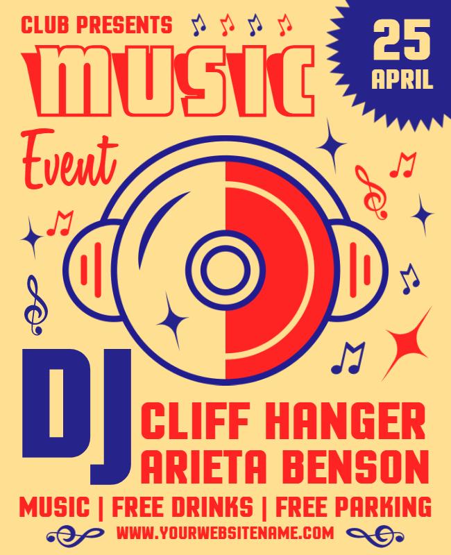 Vibrant Retro Music Event with DJ Poster Template