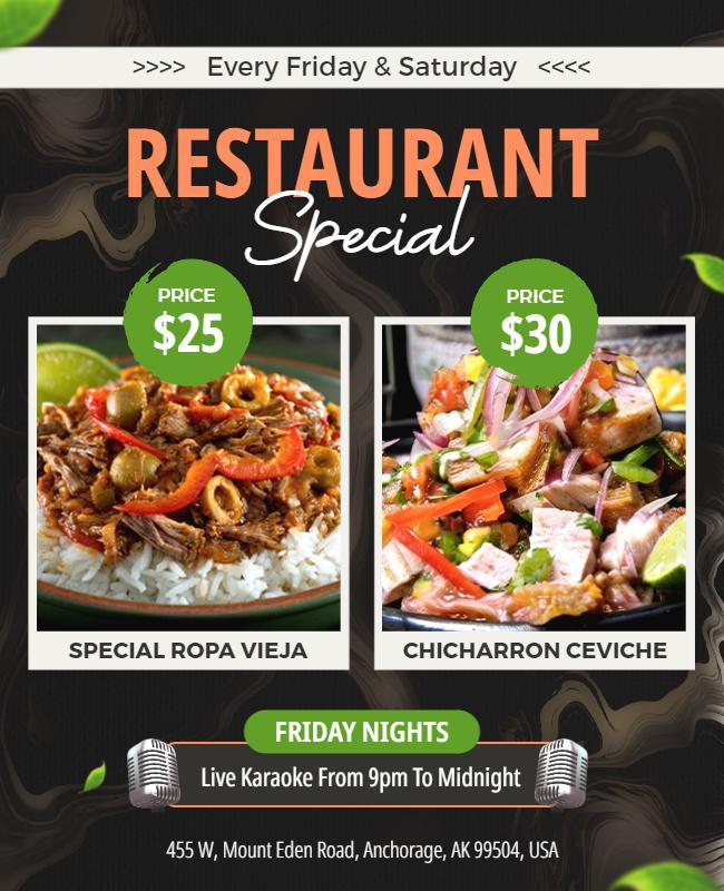 Vibrant Tropical Restaurant Special Menu Poster Template