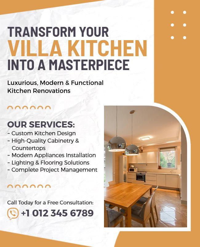 Villa Kitchen Renovation Service Flyer Template