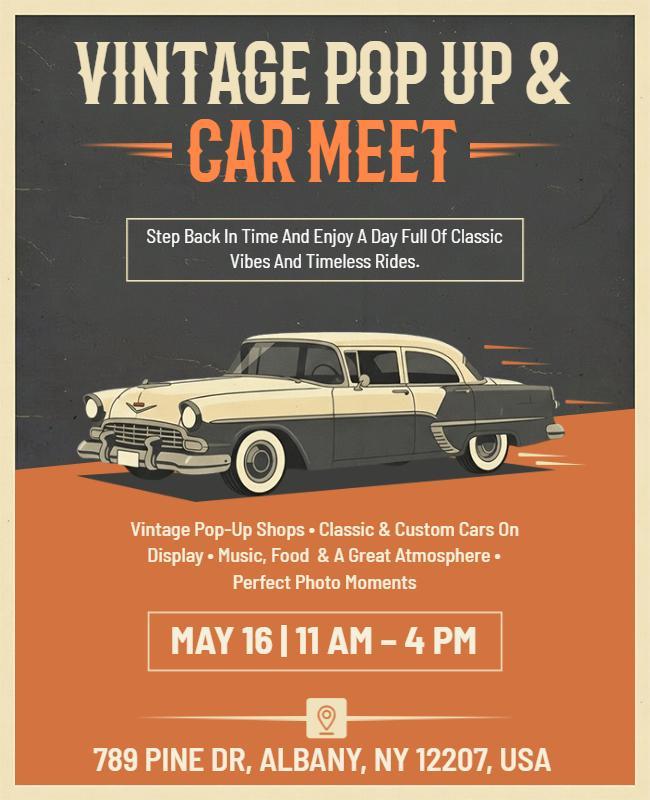 Vintage Classic Car Meet and Pop-up Event Flyer Template