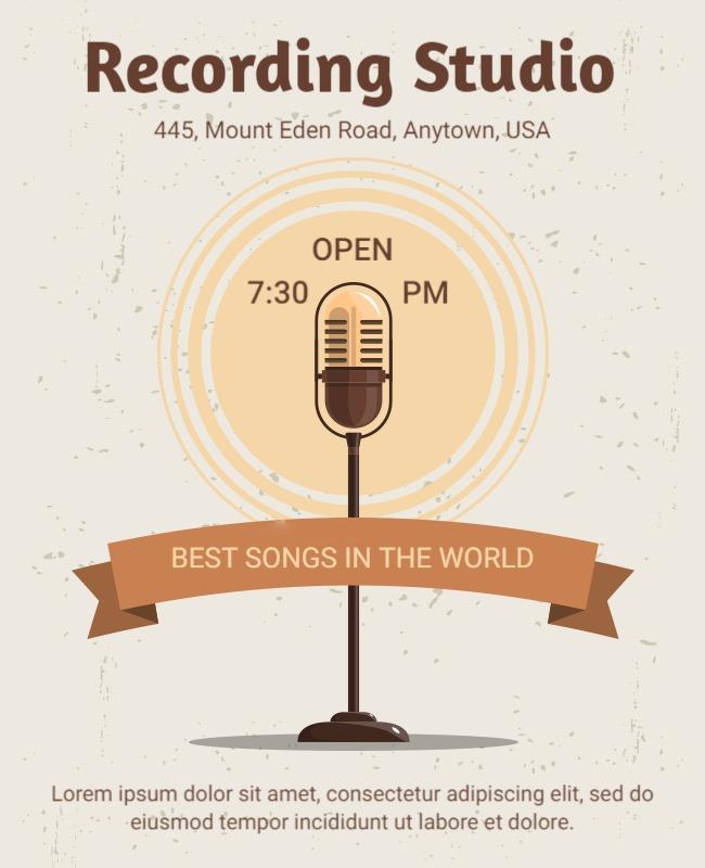 Vintage Music Recording Studio Event Announcement Poster Template