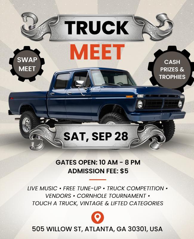Vintage Truck Meet Poster Template