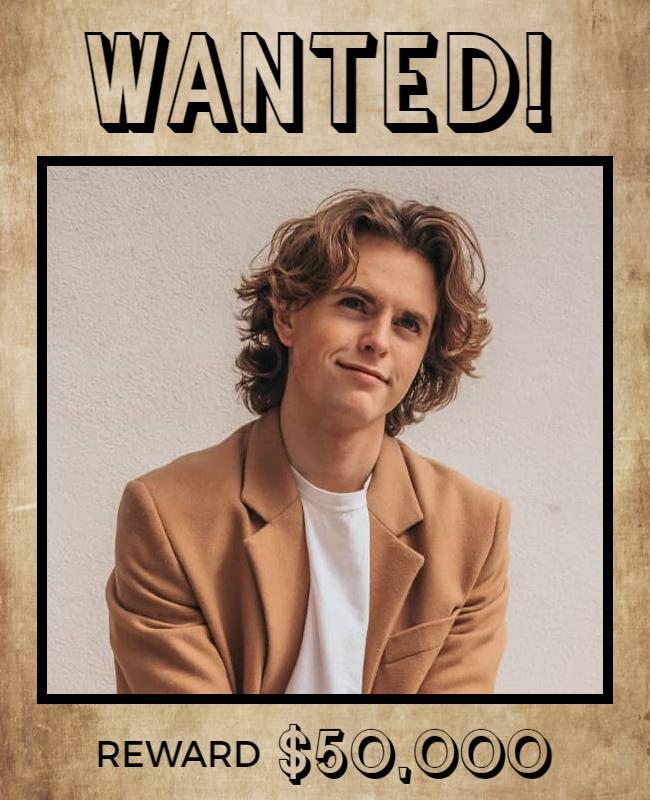 Vintage Western Wanted Criminal Notice Reward Poster Template