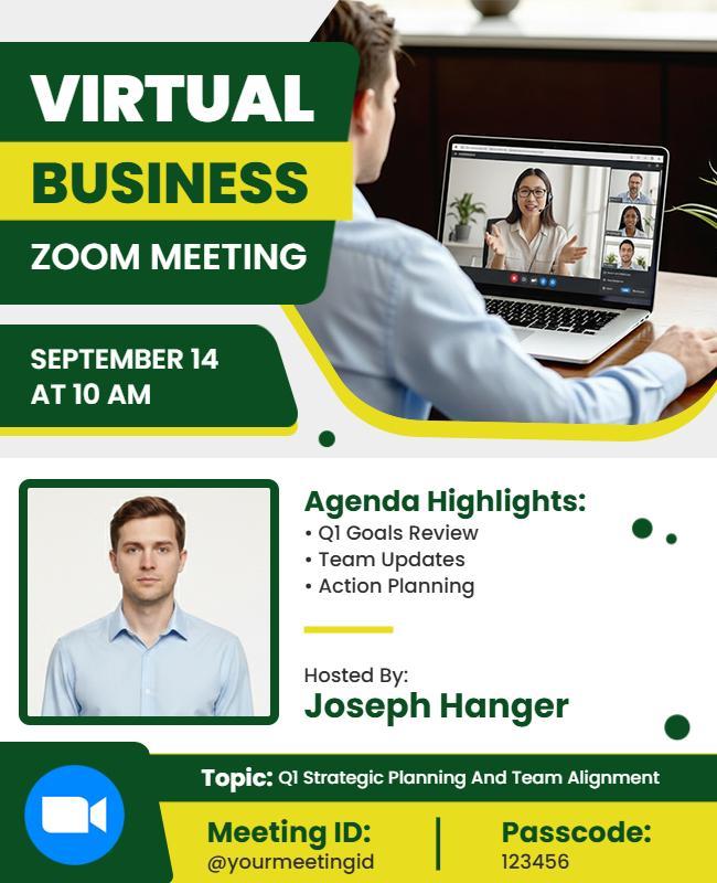 Virtual Business Zoom Meeting Flyer Template