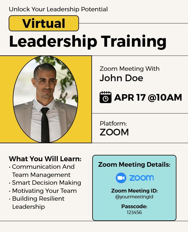 Virtual Leadership Training Zoom Meeting Flyer Template