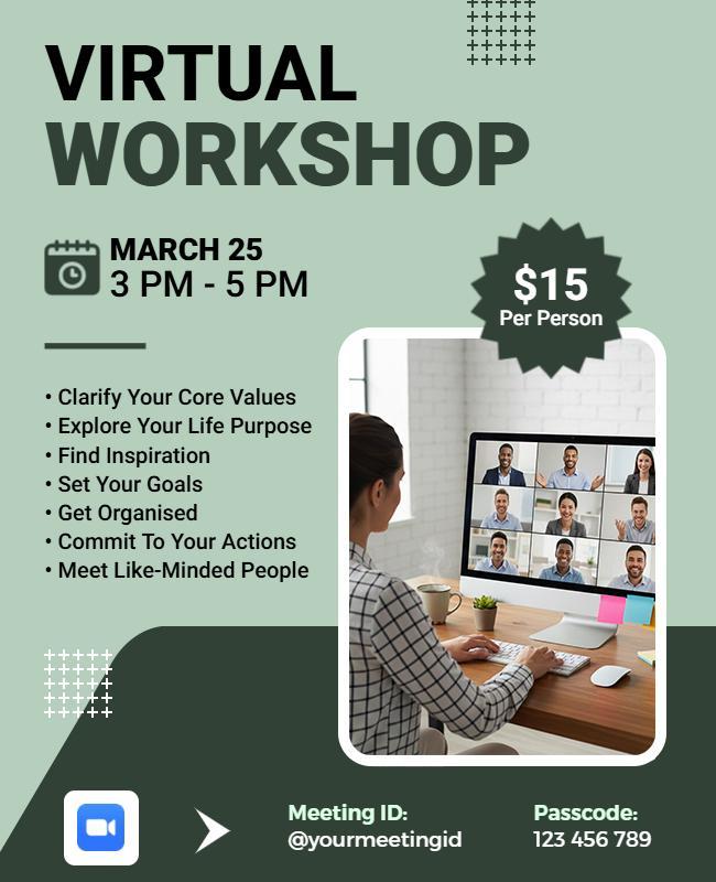 Virtual Workshop on Personal Development Flyer Template