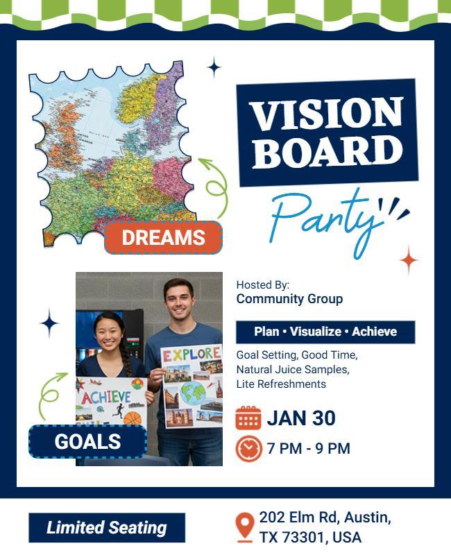 Vision Board Party with Goal Setting Flyer Template