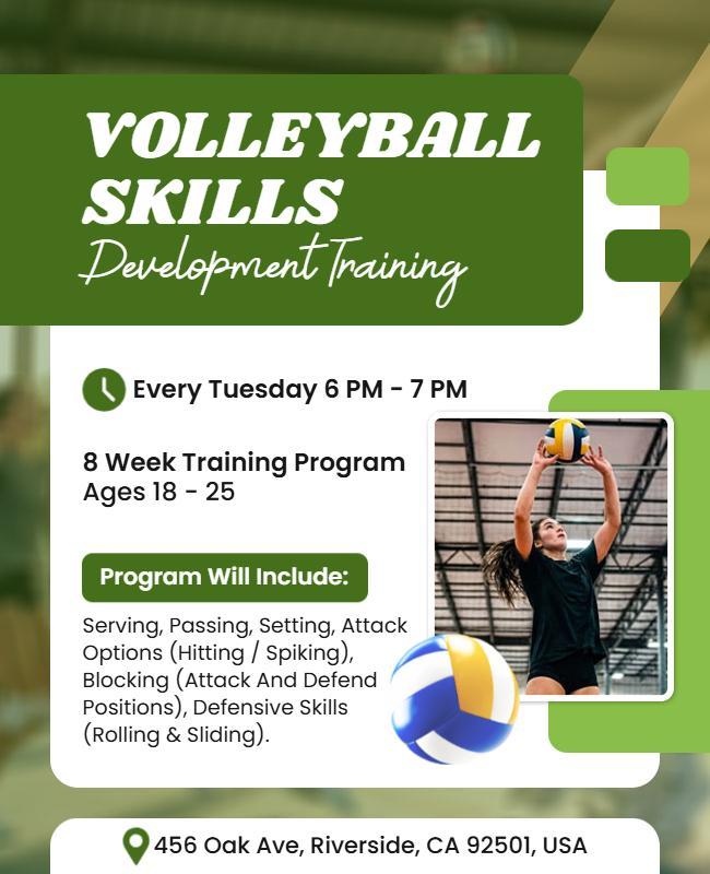 Volleyball Skills Development Training Flyer Template