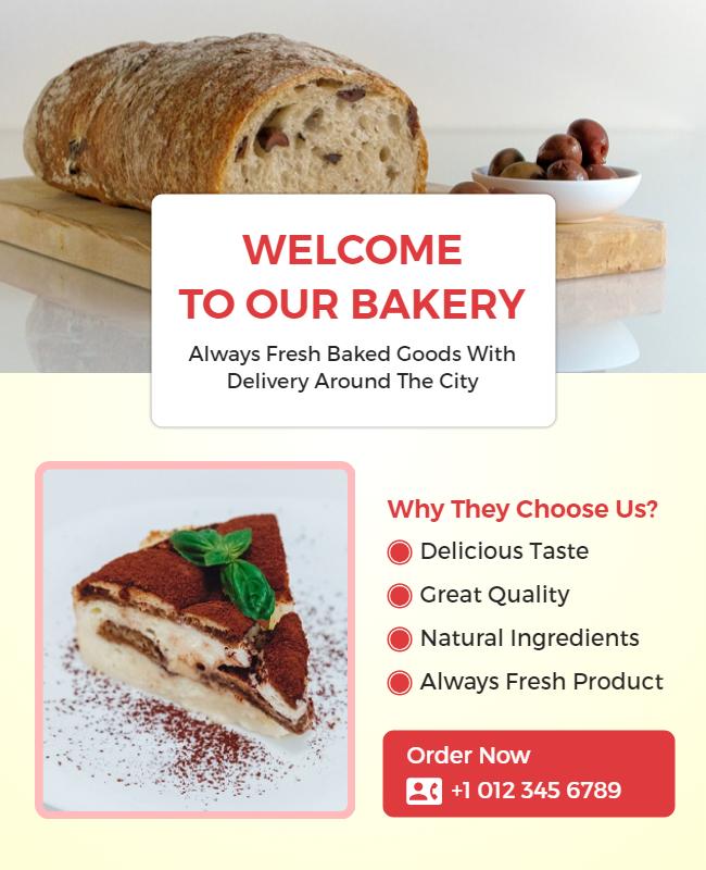 Warm and Inviting Bakery Fresh Baked Goods Poster Template
