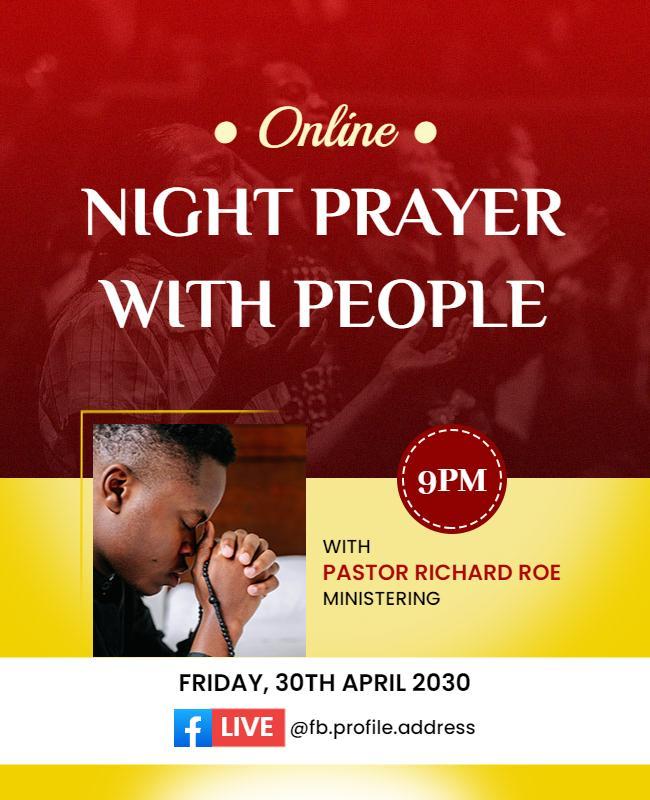 Warm Yellow Online Night Prayer Gathering Poster Template