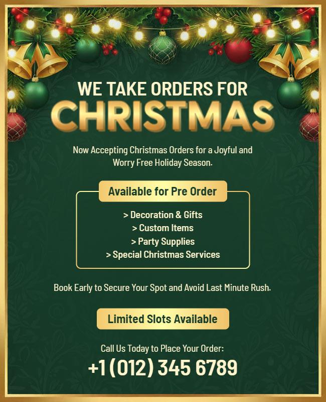 We Take Order for Christmas Announcement Flyer Template
