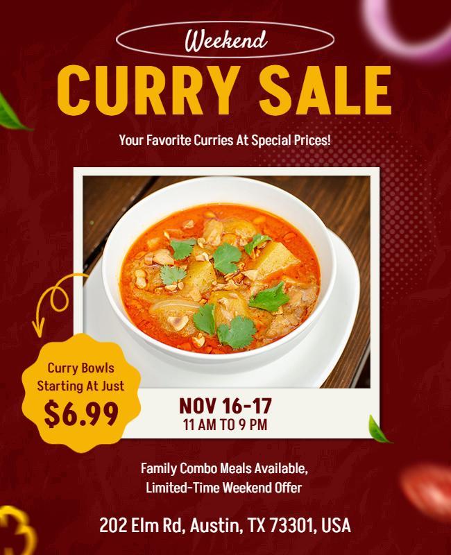 Weekend Curry Sale Promotional Flyer Template