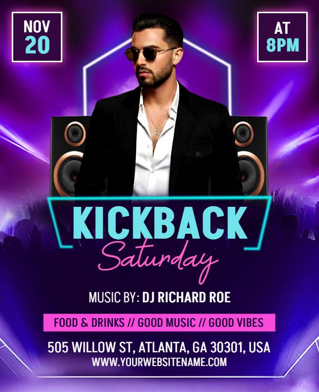 Weekend Kickback Saturday Night Music Party Flyer Template