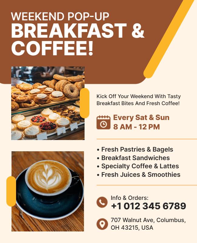 Weekend Pop-up Breakfast and Coffee Event Flyer Template