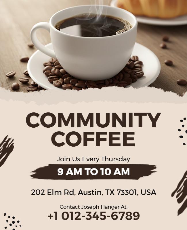 Weekly Community Coffee Gathering Event Flyer Template