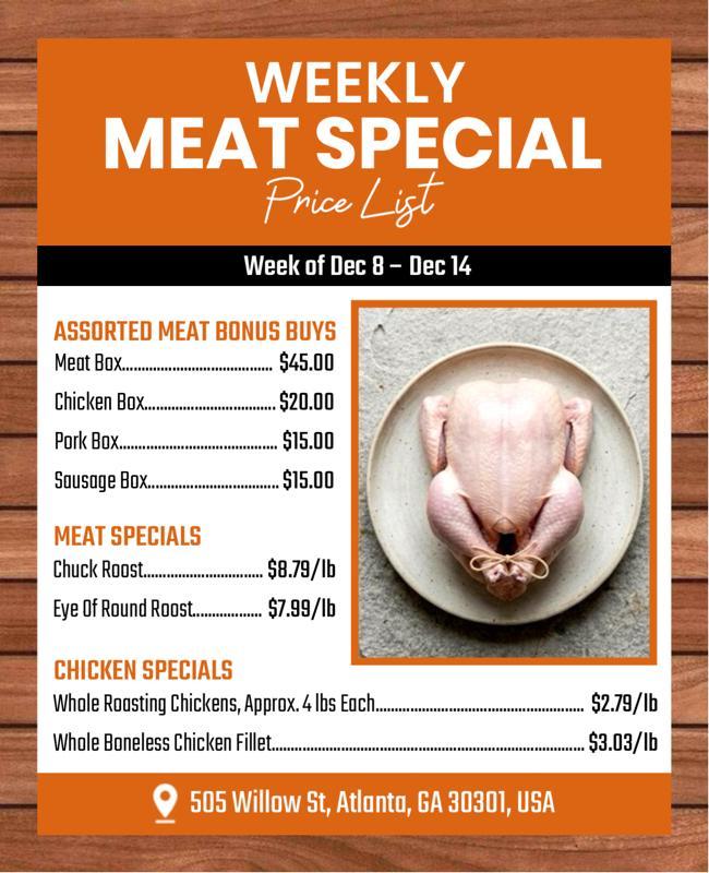 Weekly Meat Special Price List Flyer Template