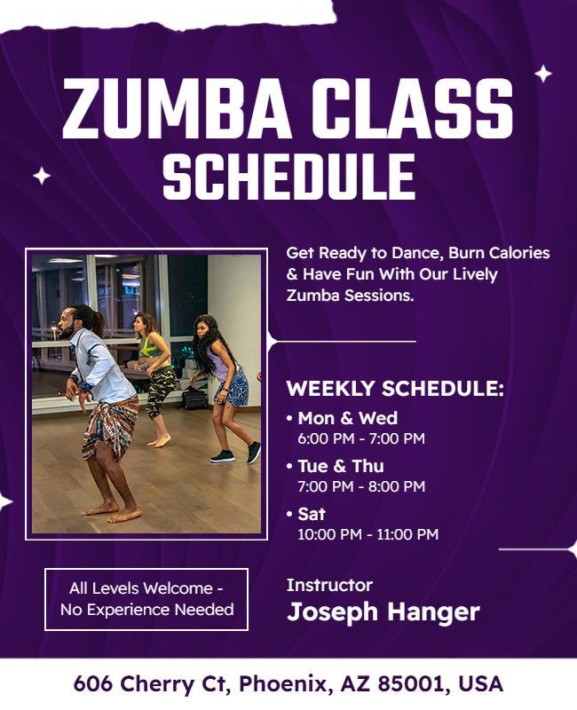 Weekly Zumba Class Schedule Flyer Template
