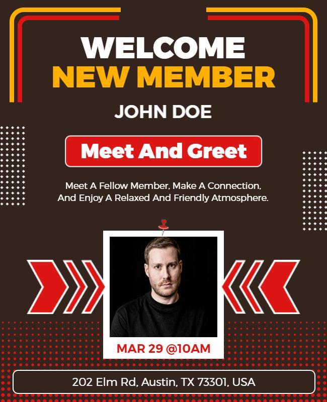 Welcome New Member Meet and Greet Event Flyer Template