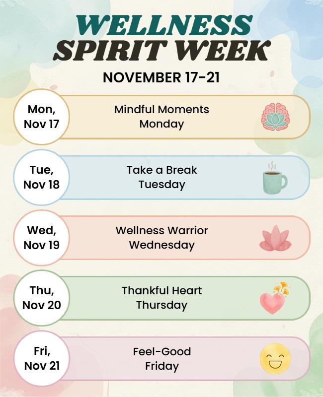 Wellness Spirit Week Event Flyer Template