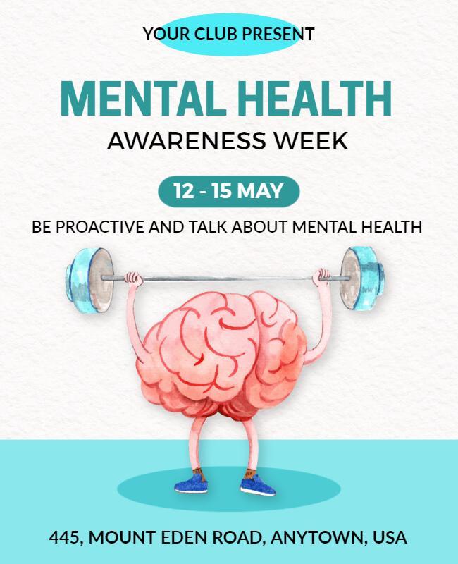 Whimsical Brain Fitness Awareness Week Poster Template