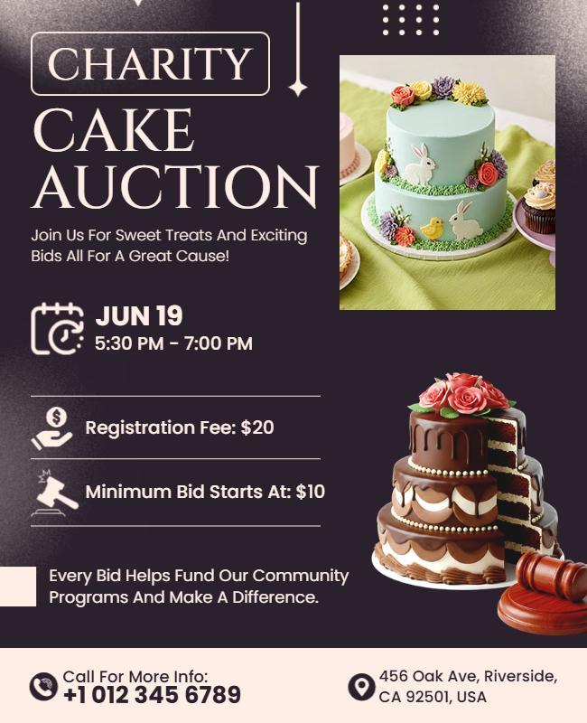 Whimsical Pastel Dessert Fundraising Auction Flyer Template