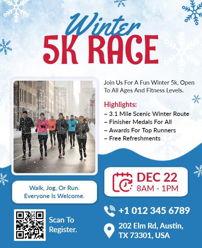 Winter 5k Race Event Flyer Template