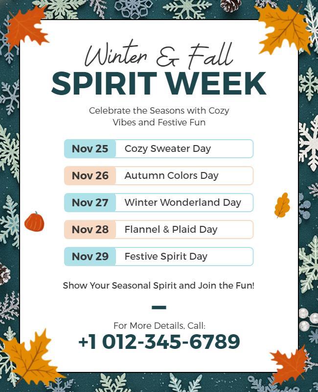 Winter and Fall Spirit Week Event Flyer Template