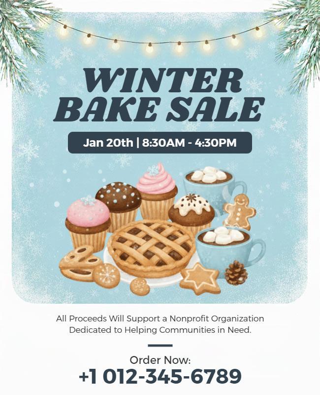 Winter Bake Sale Fundraiser Event Flyer Template