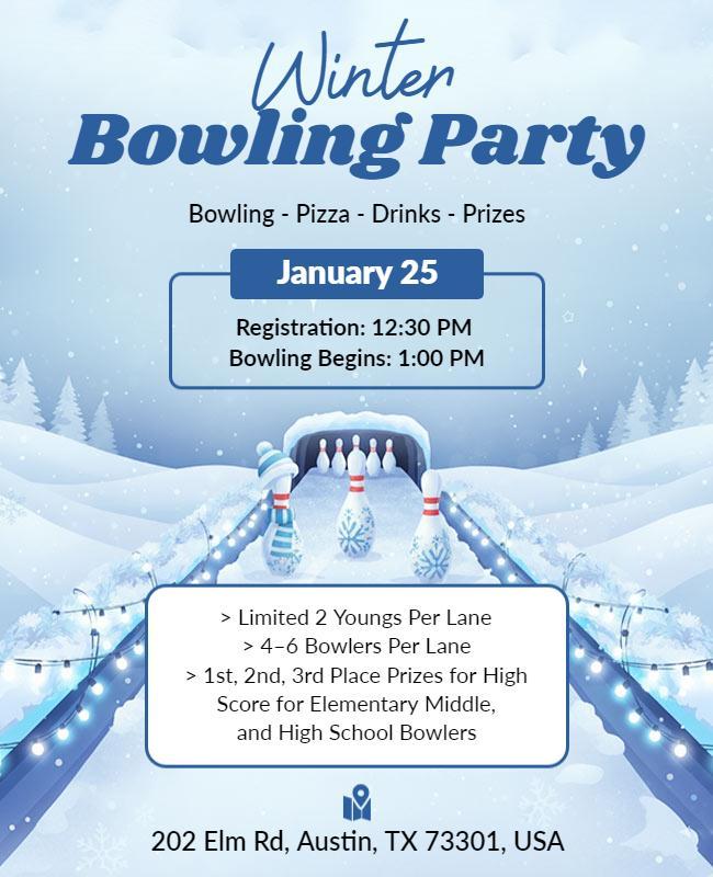 Winter Bowling Party Event Flyer Template
