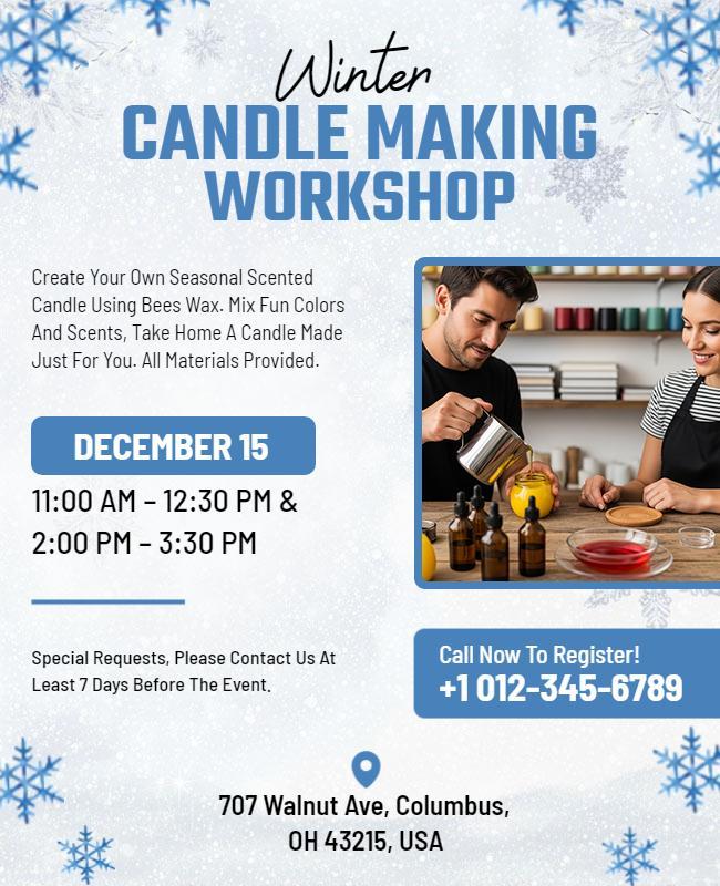 Winter Candle Making Workshop Flyer Template
