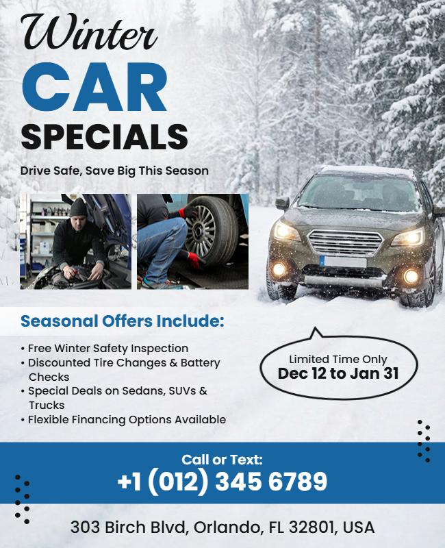 Winter Car Specials Discount Flyer Template