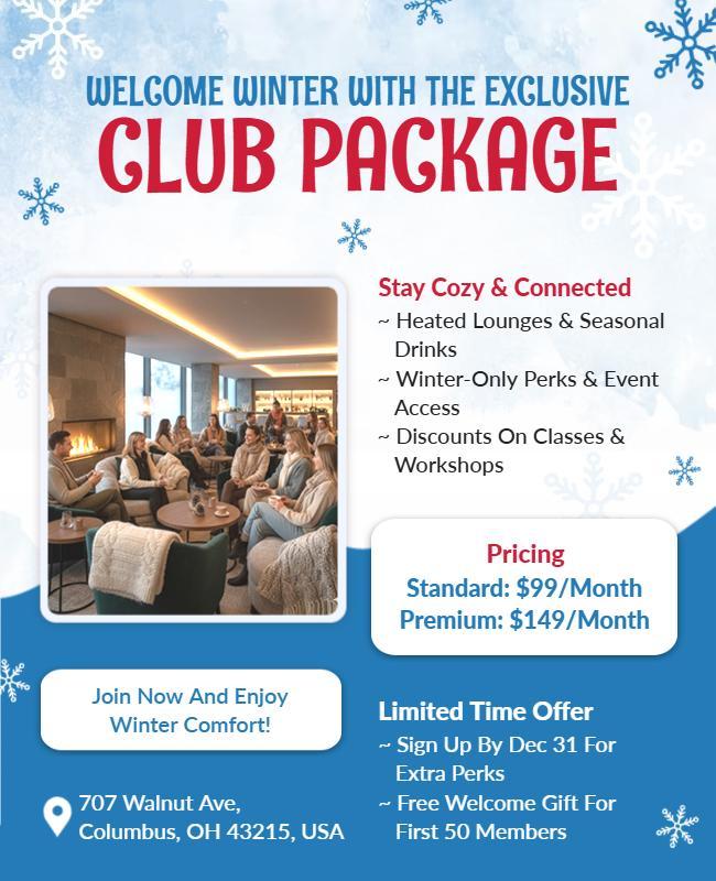 Winter Club Membership Promotion Flyer Template