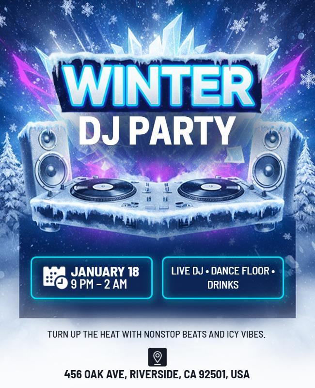 Winter DJ Party Event Flyer Template