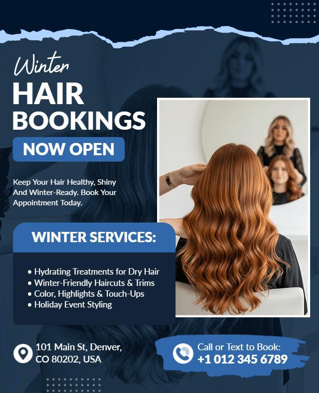 Winter Hair Bookings Promotion Flyer Template