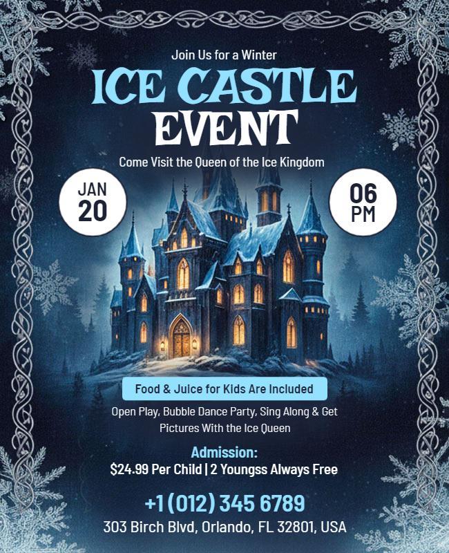 Winter Ice Castle Event Flyer Template