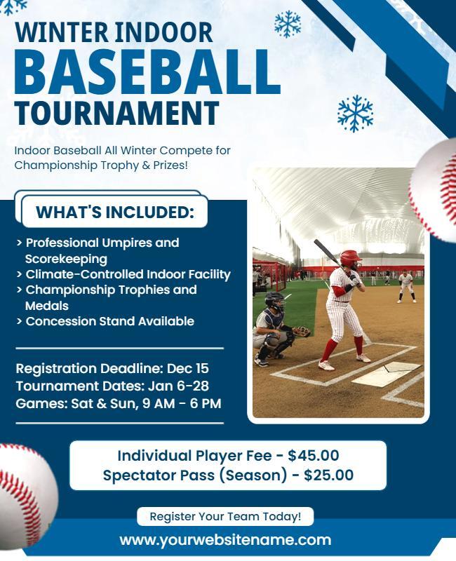 Winter Indoor Baseball Tournament Flyer Template