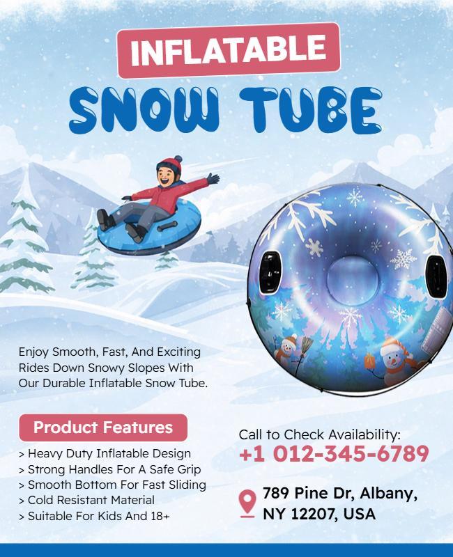 Winter Inflatable Snow Tube Promotional Flyer Template