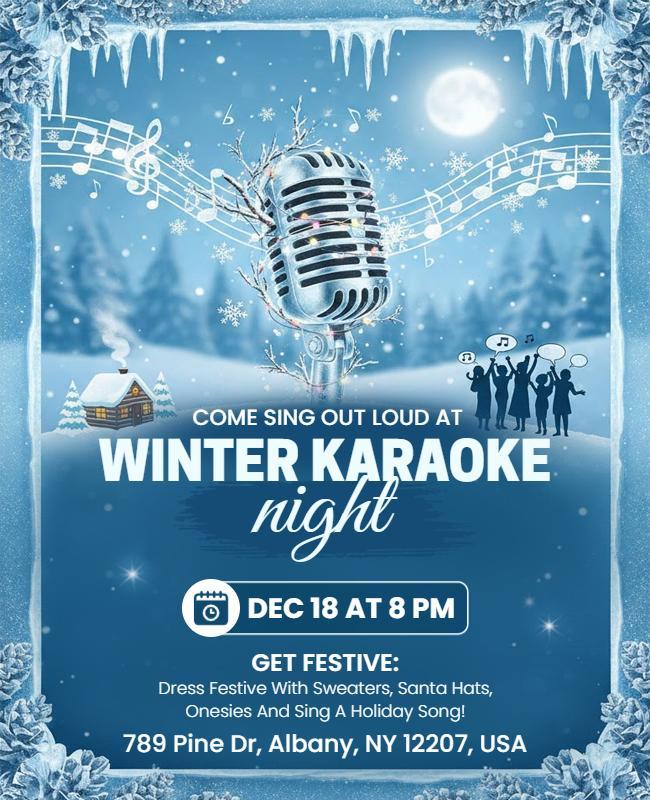 Winter Karaoke Night Entertainment Flyer Template