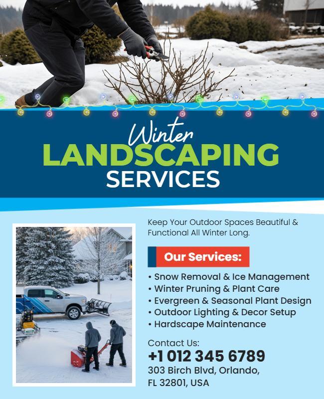 Winter Landscaping Services Promotional Flyer Template