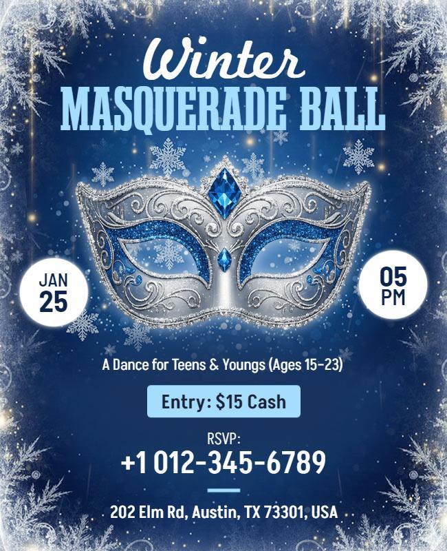 Winter Masquerade Ball Event Flyer Template