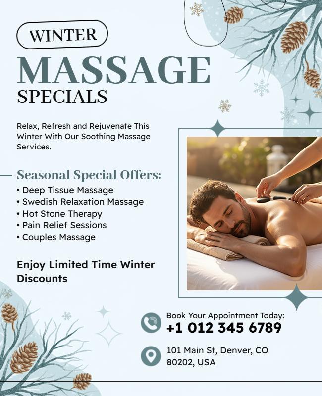 Winter Massage Specials Promotional Flyer Template