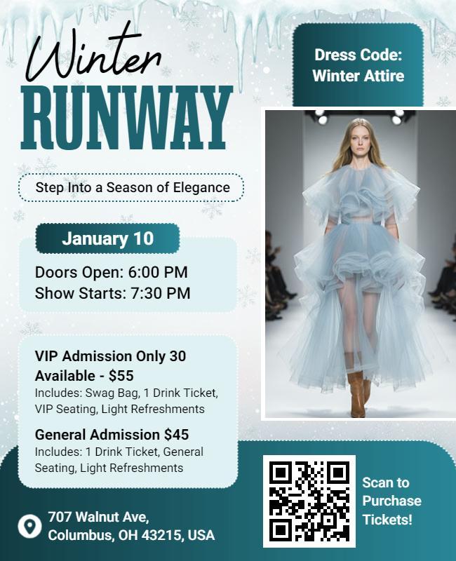 Winter Runway Show Announcement Flyer Template
