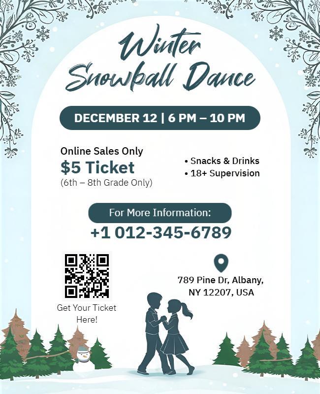 Winter Snowball Dance Event Flyer Template