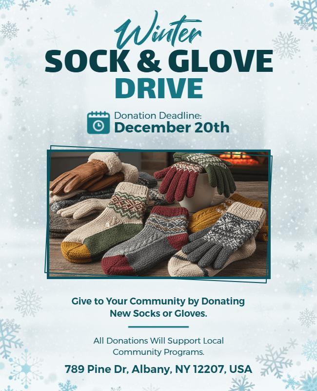 Winter Sock and Glove Donation Drive Flyer Template